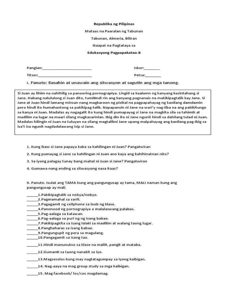 Exam Sa Esp Pdf