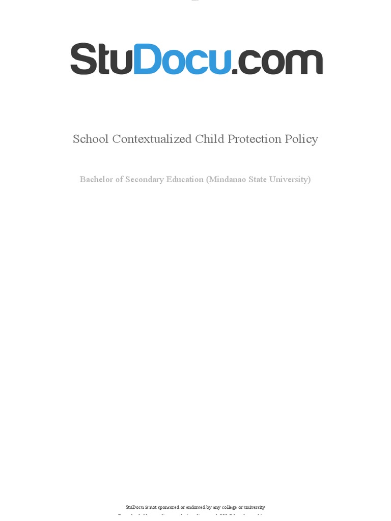 School Contextualized Child Protection Policy | PDF | Bullying | Child ...