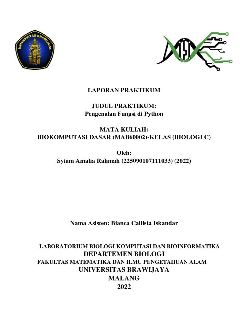 5 - Pengenalan Fungsi Di Python - Syiam Amalia Rahmah - 225090107111033 - C | PDF