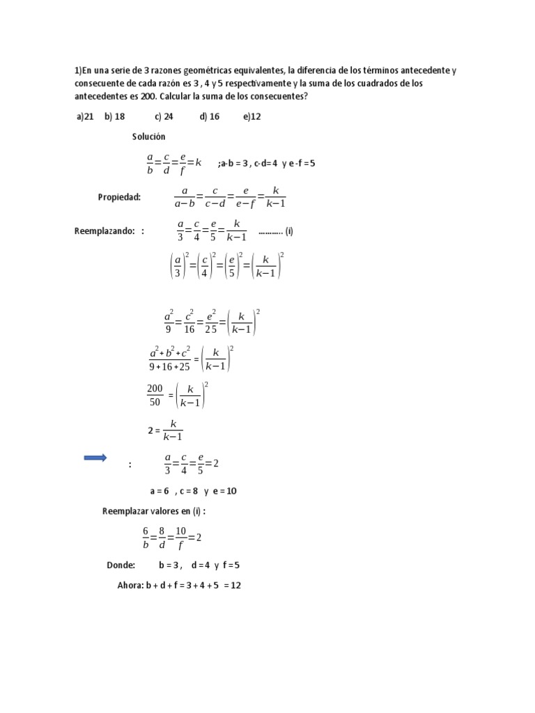 Problemas De Razones Y Proporciones Pdf