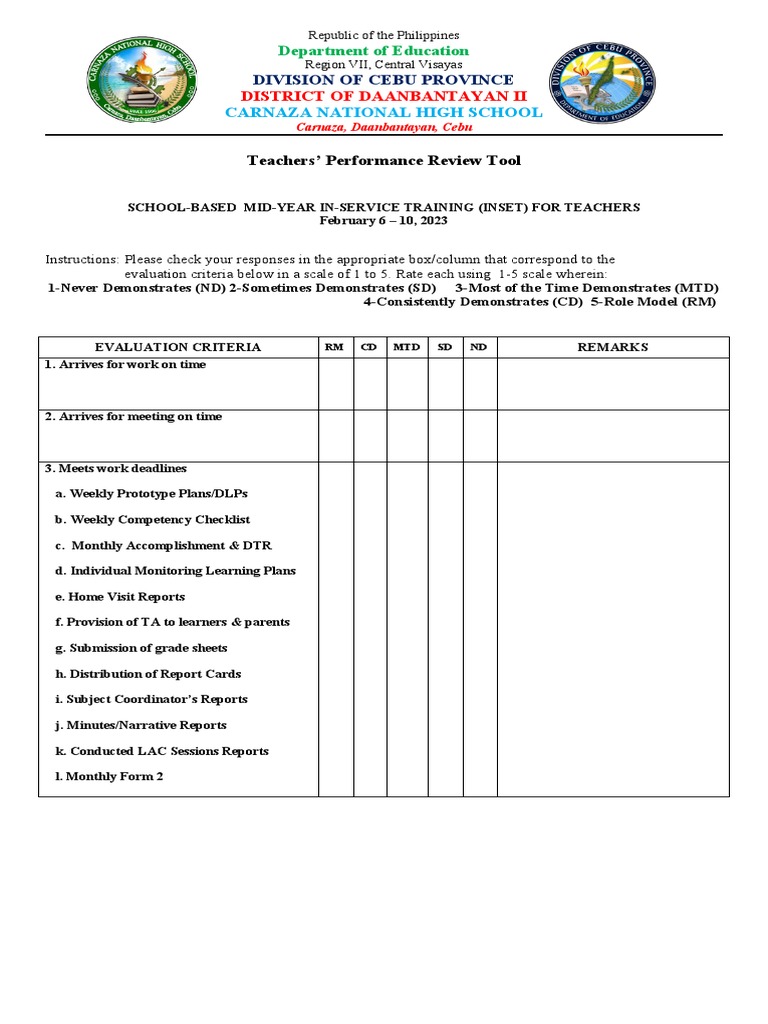 MIDYEAR INSET Teachers Performance Review | PDF | Change | Teaching