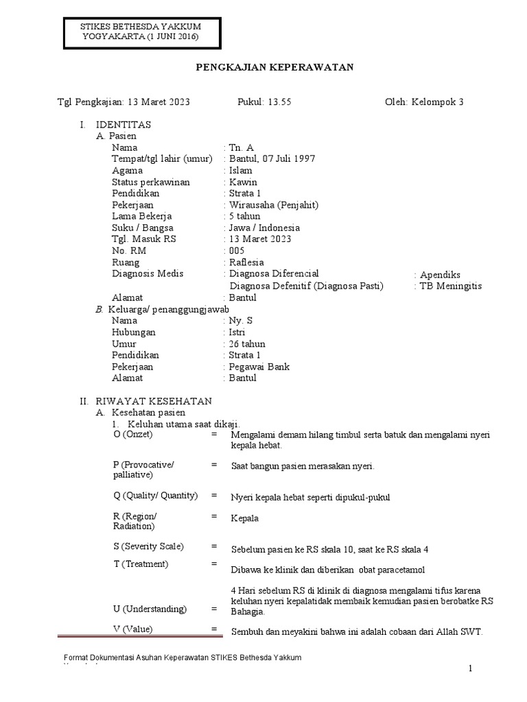 Pengkajian KMB PBL KASUS 1 KELOMPOK 3 | PDF