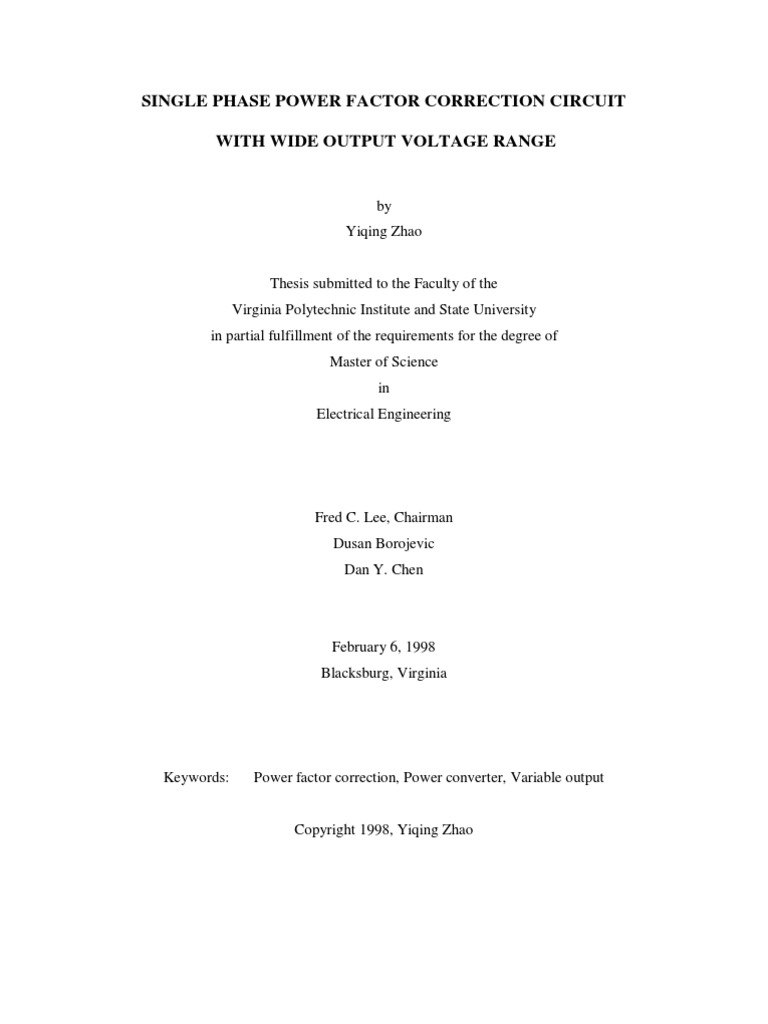 Single Phase Power Factor Correction Circuit With Wide Output Voltage ...