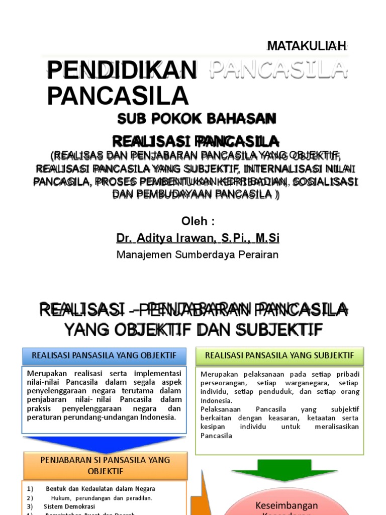 PENDIDIKAN PANCASILA (REALISASI PANCASILA) Pertemuan 8 (Aditya Irawan) | PDF