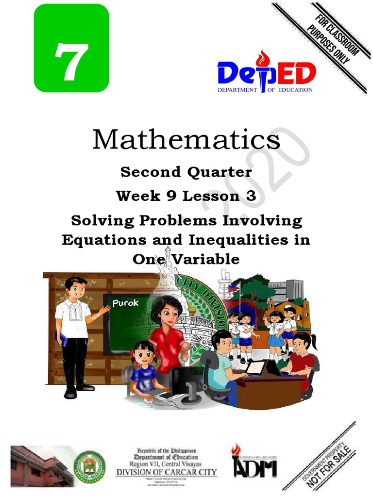 Mathematics: Second Quarter Week 9 Lesson 3 Solving Problems Involving Equations and ...
