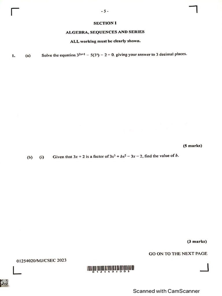 CSEC Add Math May/ June 2023 P1 | PDF