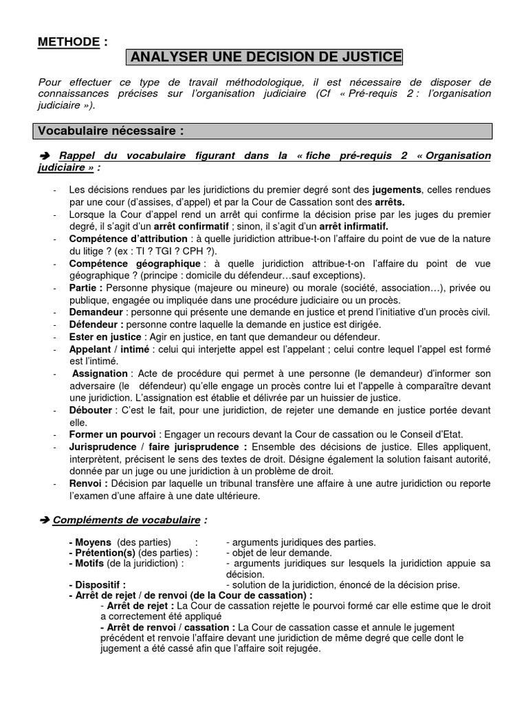 Methodologie D Analyse D Une Decision de Justice | PDF | Compétence | Gouvernement