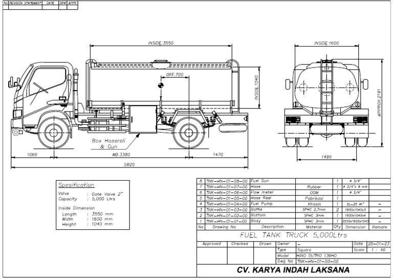 Fuel Tank Hino Dutro 5rb 136 Hd-Model | PDF