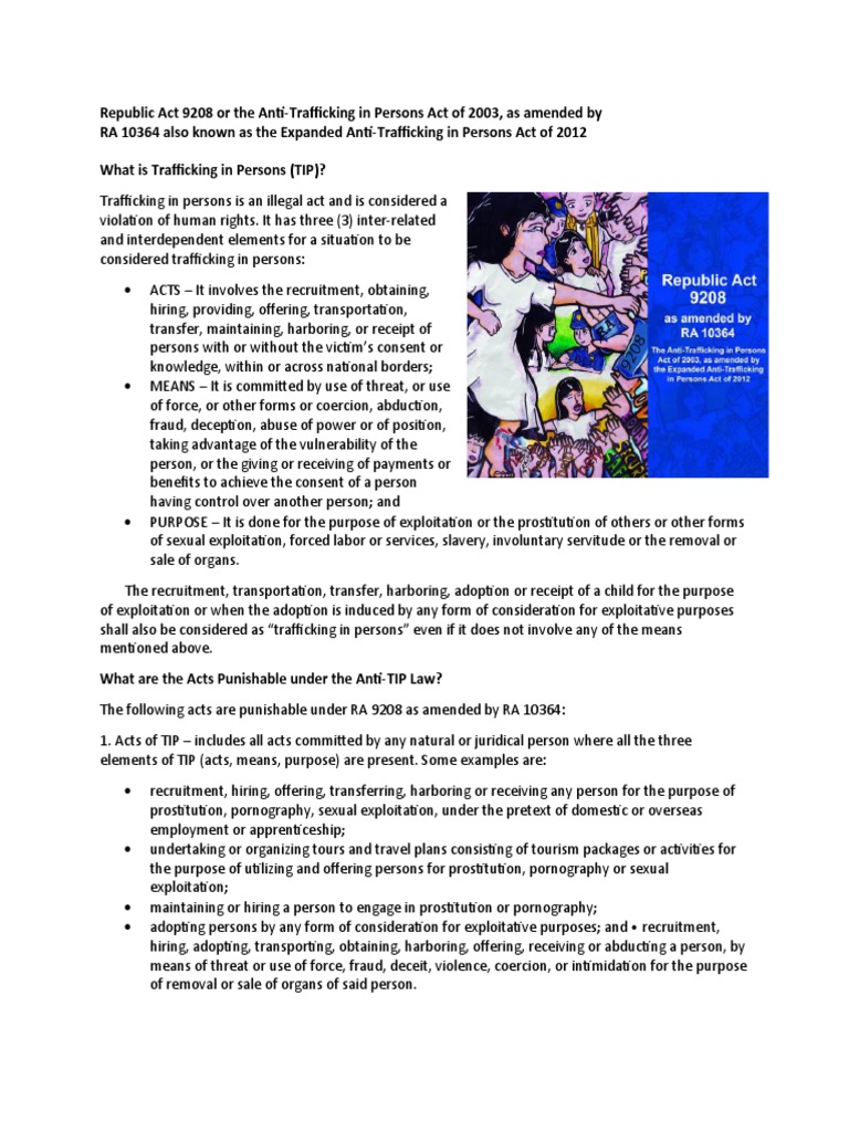 RA 9208: Anti-Trafficking Law Overview | PDF | Human Trafficking ...