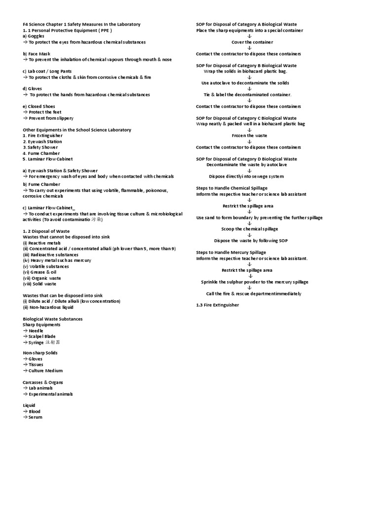 F4 Science Chapter 1 Safety Measures in The Laboratory | PDF ...