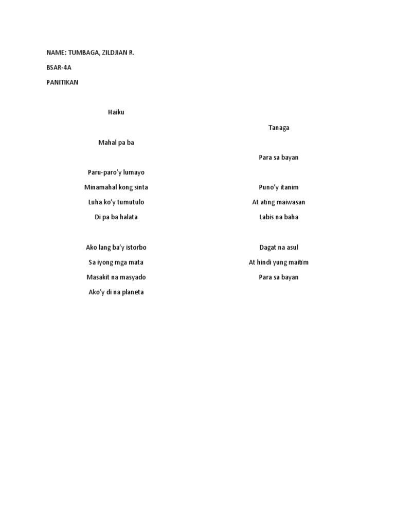 Haiku at Tanaga | PDF