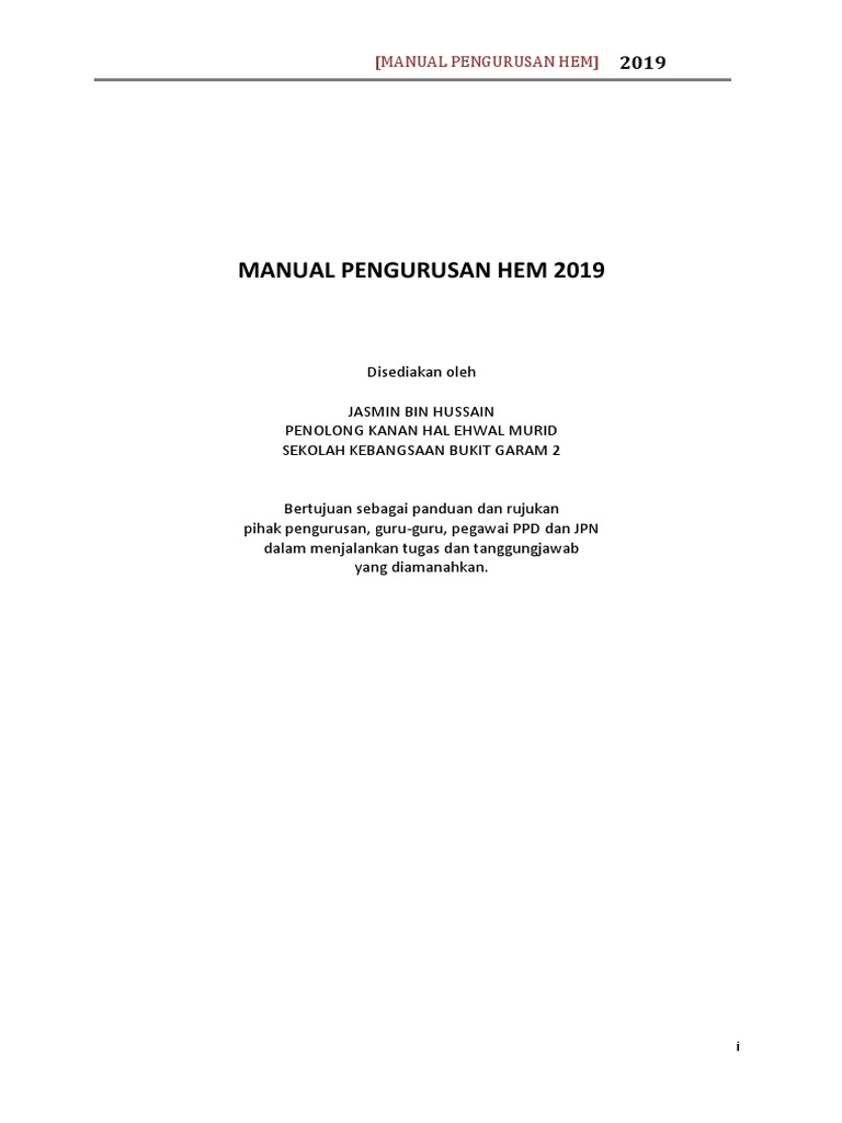 Manual Pengurusan Hem 2019 | PDF