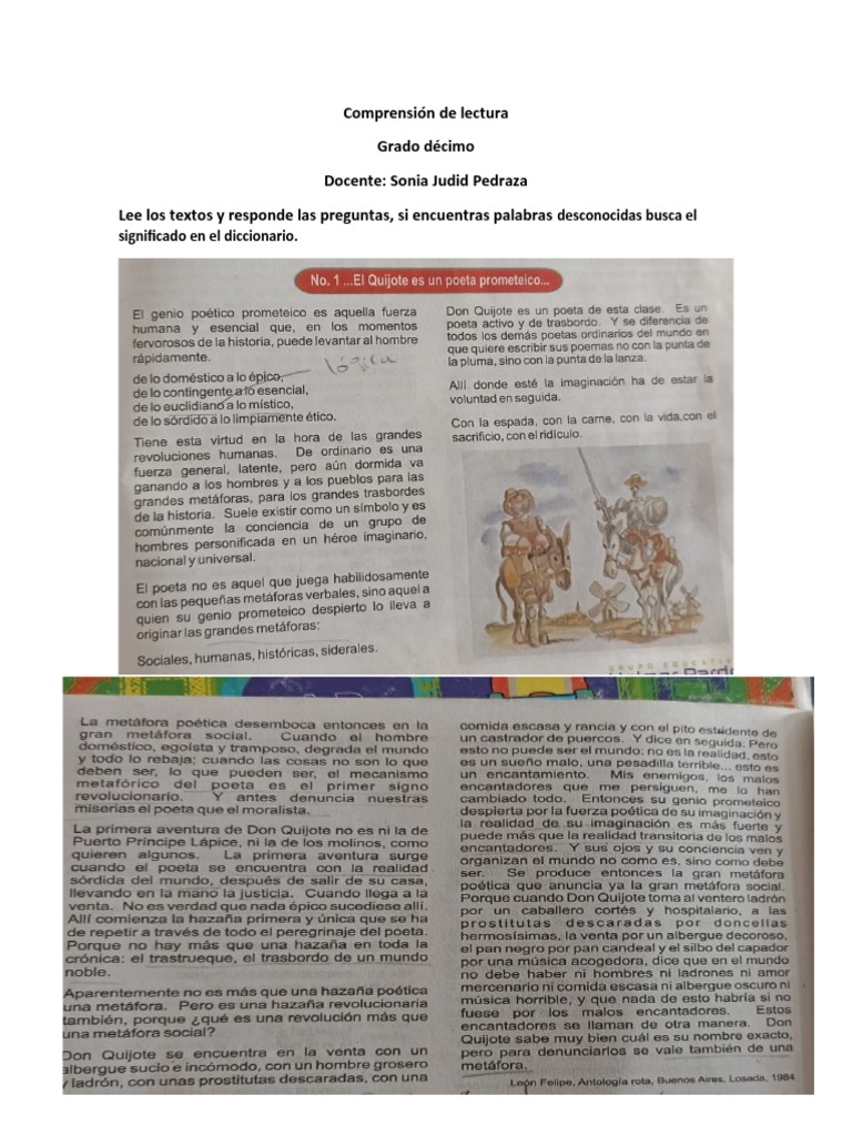 Análisis de Don Quijote en tres textos | PDF | Don Quijote | Novelas