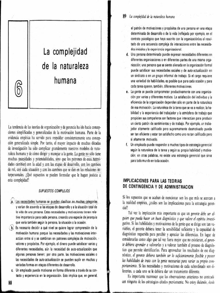 Texto #2 - Schein - Capítulo 6 - La Complejidad de La Naturaleza Humana ...
