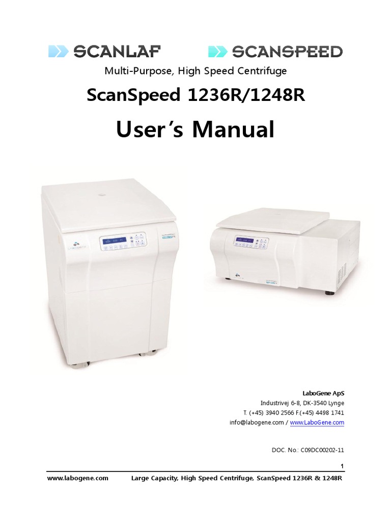 Instruction Manual - ScanSpeed 1236R and 1248R Refrigerated Centrifuges | PDF | Electromagnetic ...