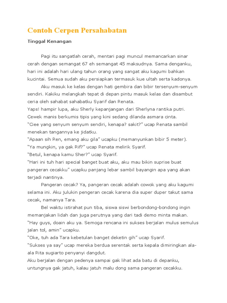 Contoh Cerpen Yang Berbeda Tema | PDF | Pengembangan Diri | Kesehatan ...