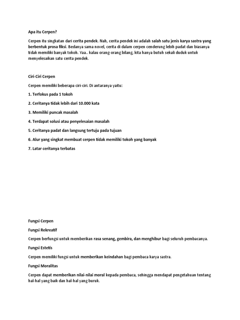 Apa Itu Cerpen | PDF | Seni & Disiplin Bahasa | Fiksi Umum