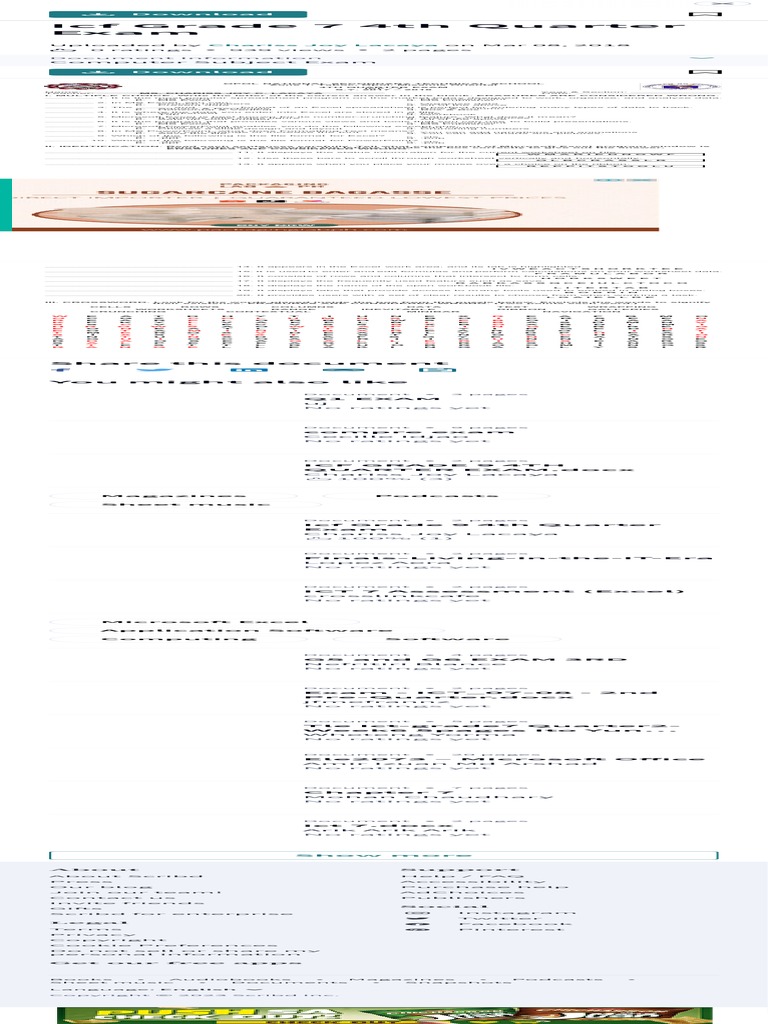 Icf Grade 7 4th Quarter Exam PDF Microsoft Excel Application Software ...