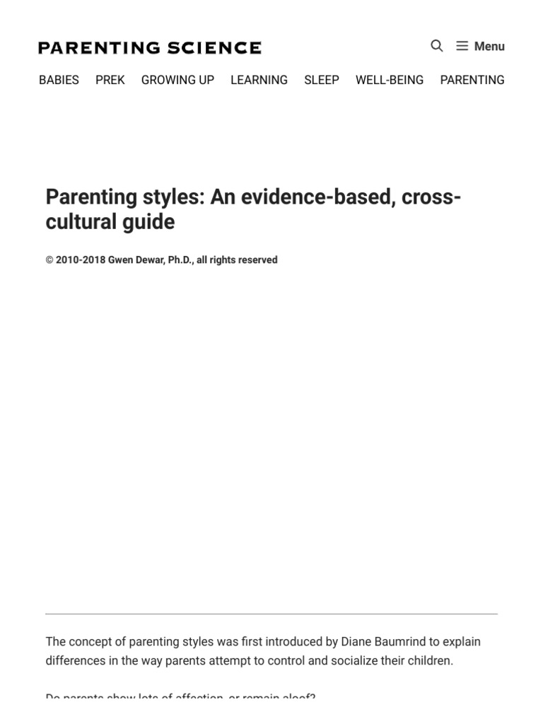 Parenting Styles - An Evidence-Based, Cross-Cultural Guide | PDF ...
