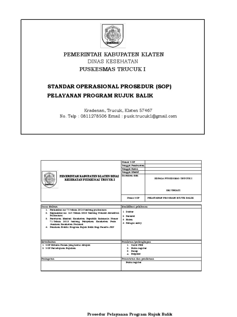 Sop Pelayanan PRB | PDF