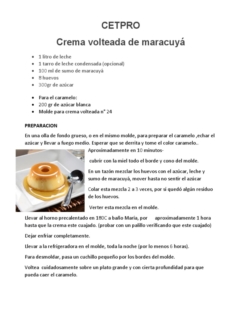 Crema Volteada de Maracuya | PDF