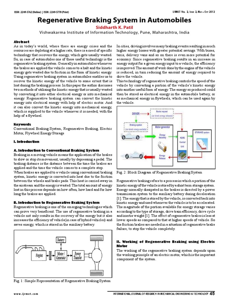Regenerative Braking System in Automobil | PDF | Brake | Vehicles