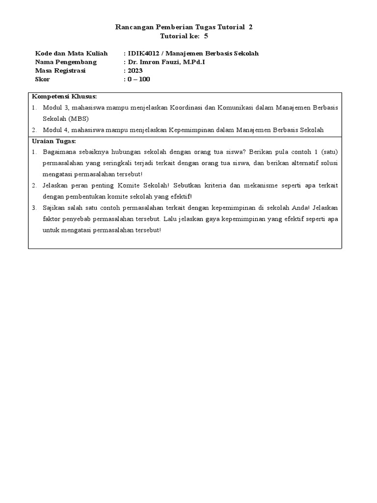 Soal TUGAS 2 MBS | PDF