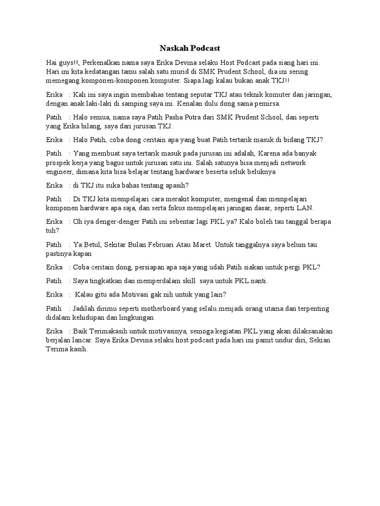 Naskah Podcast | PDF