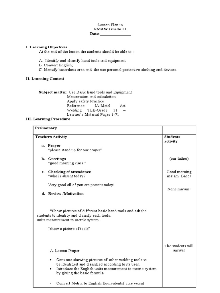 Lesson Plan in Smaw | PDF | Hazards | Lesson Plan