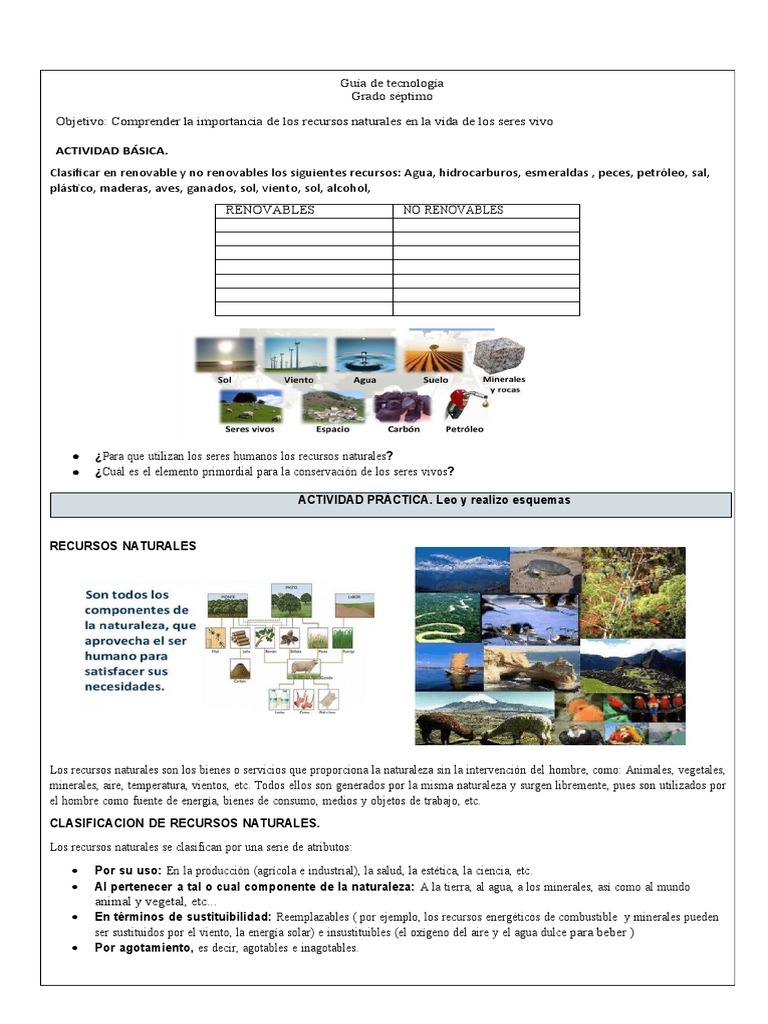 Clasificación de Recursos Naturales | PDF | Energía renovable | Naturaleza