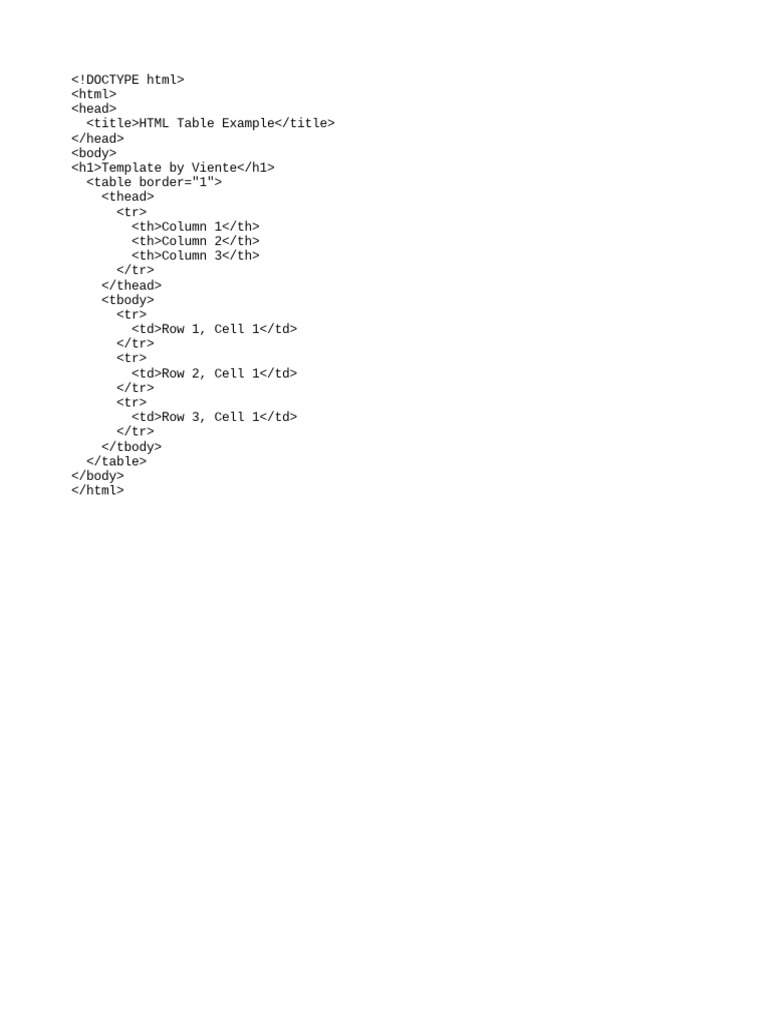 Simple HTML Table Template | PDF | Computers