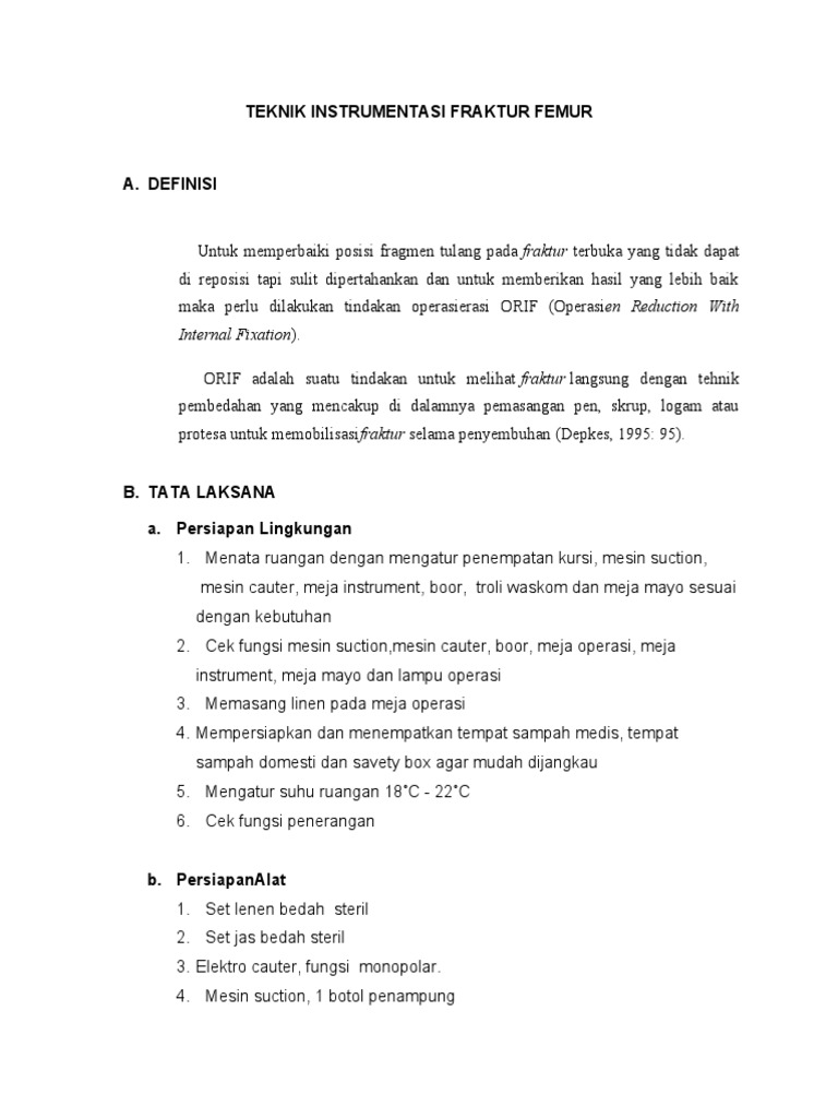 Pemasangan ORIF pada Fraktur Femur | PDF