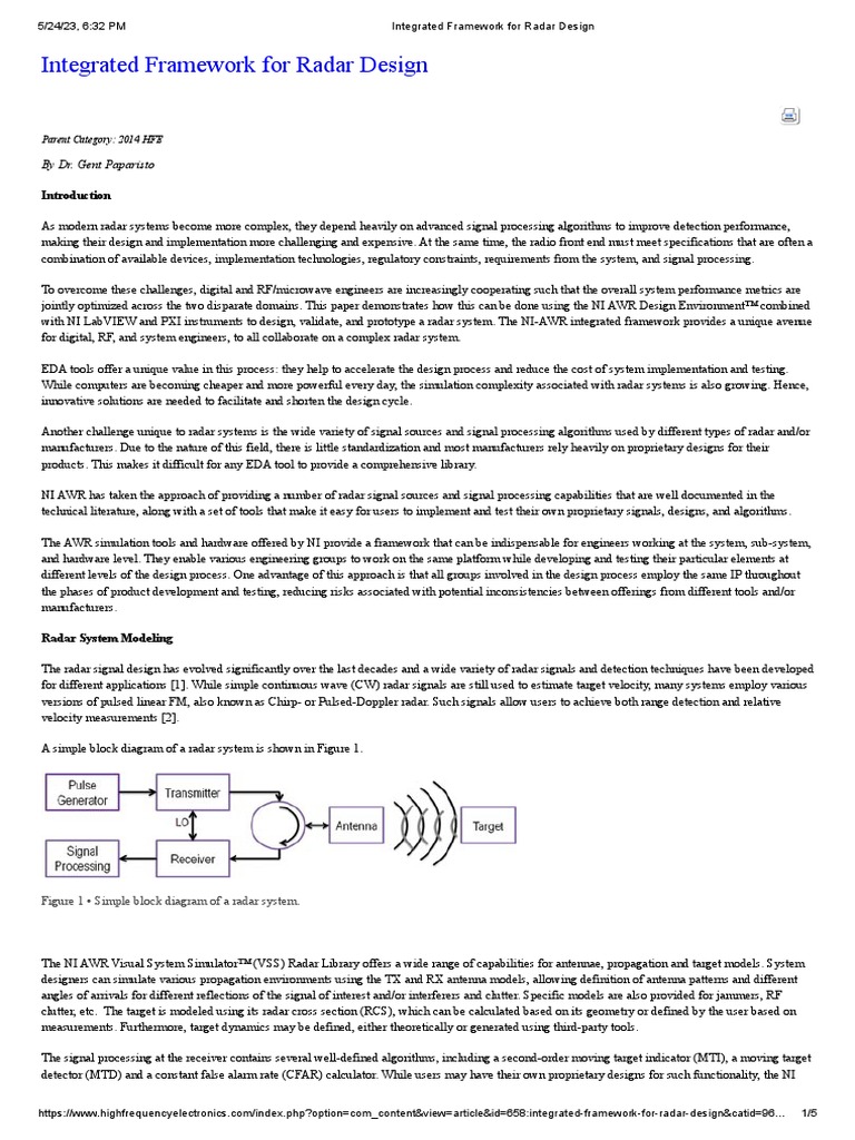 Integrated Framework For Radar Design | PDF