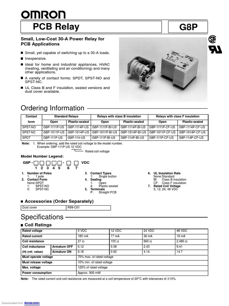 PCB Relay G8P: Ordering Information | PDF | Switch | Alternating Current