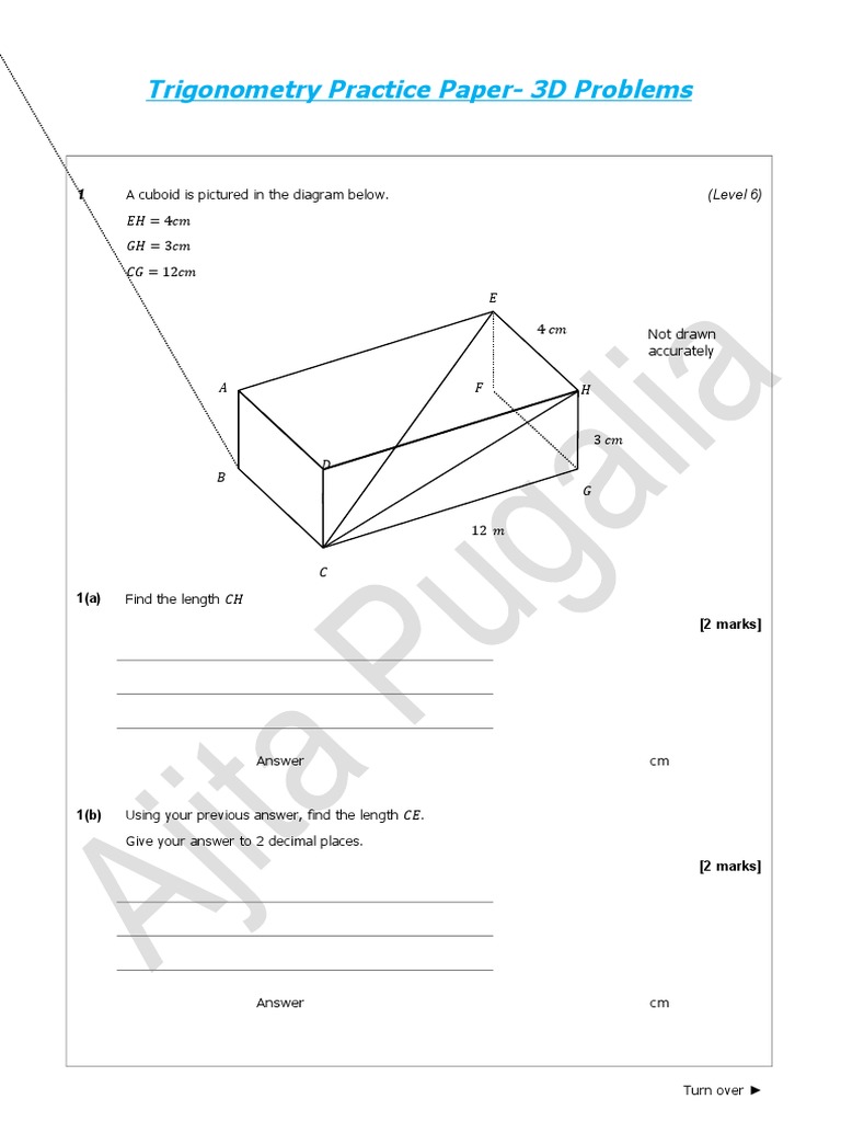 Trigonometry PP 11 (3D Problems) | PDF | Triangle | Polytopes