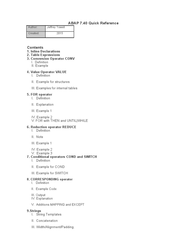 Abap 7.4 | PDF | String (Computer Science) | Control Flow