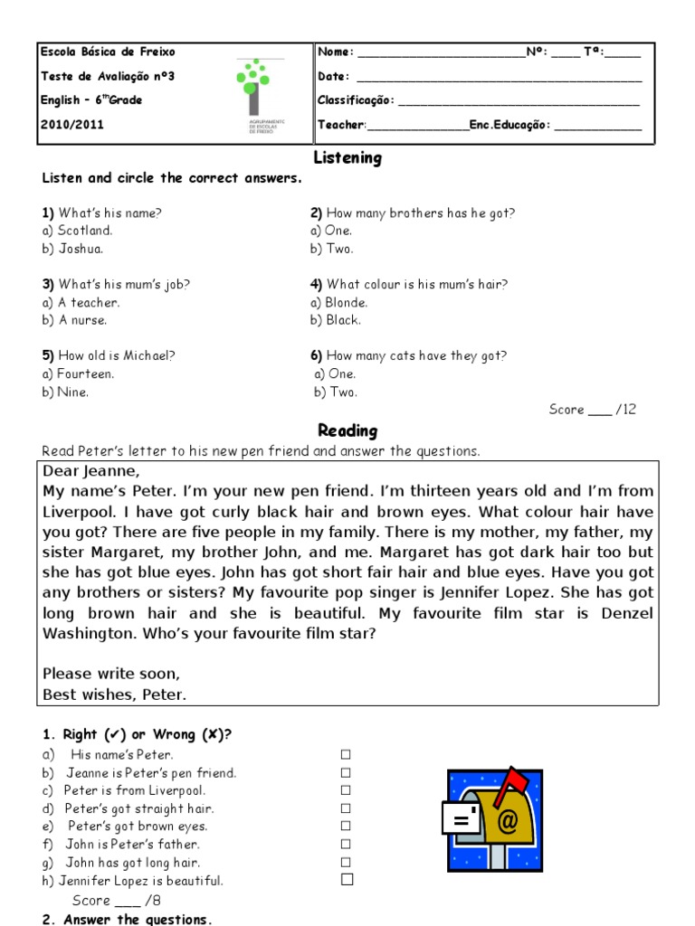 Grade 6 Listening & Reading Test Guide | PDF