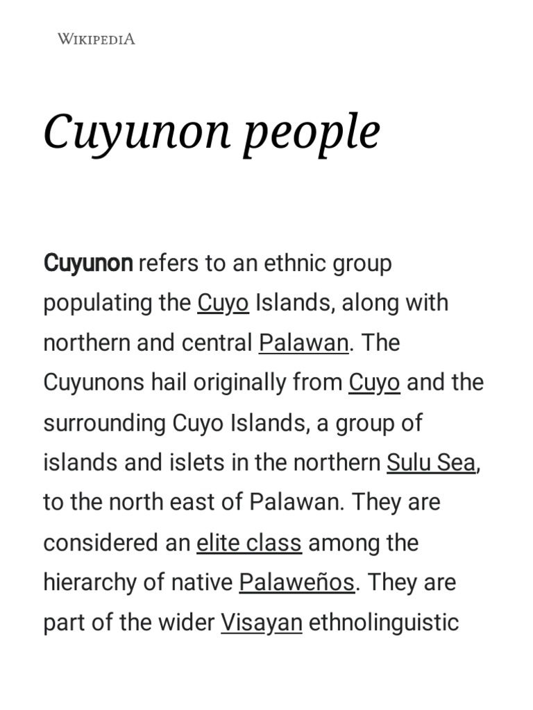 Cuyunon People - Wikipedia | PDF | Philippines | Southeast Asia
