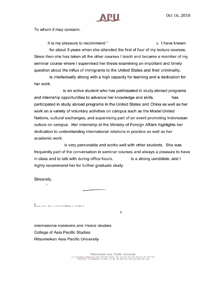 Contoh Reference Letter | PDF