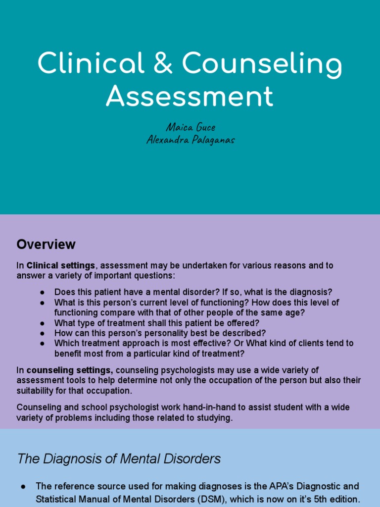 Clinical & Counseling Assessment | PDF | Clinical Psychology | Mental Disorder