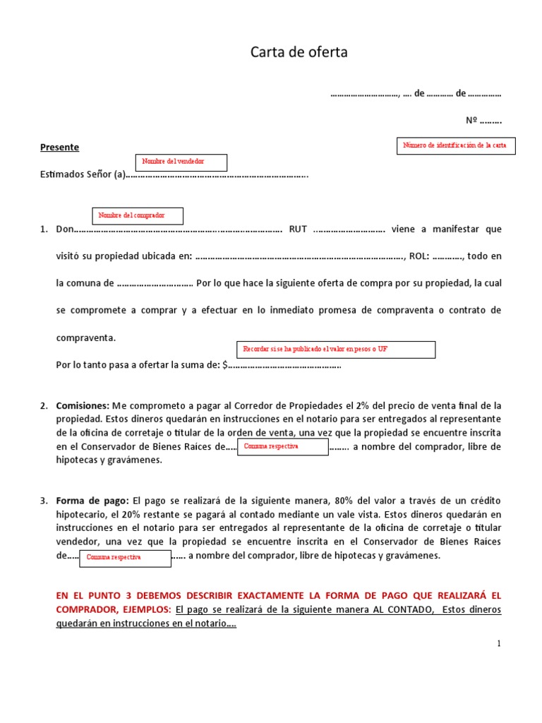 Carta de Oferta Venta | PDF | Derecho civil (sistema legal) | Mercado (economía)