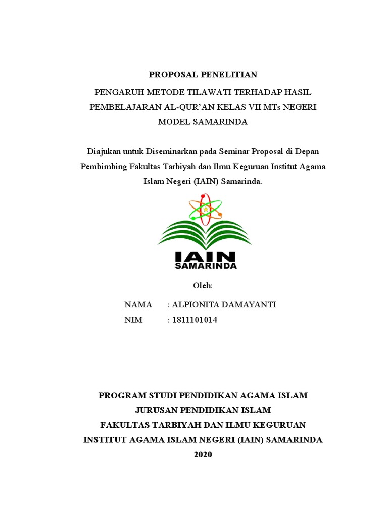 Contoh Proposal Penelitian Kuantitatif | PDF Contoh Proposal Penelitian Kuantitatif | PDF