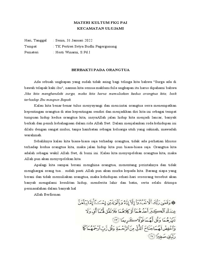 Materi Kultum FKG Pai | PDF