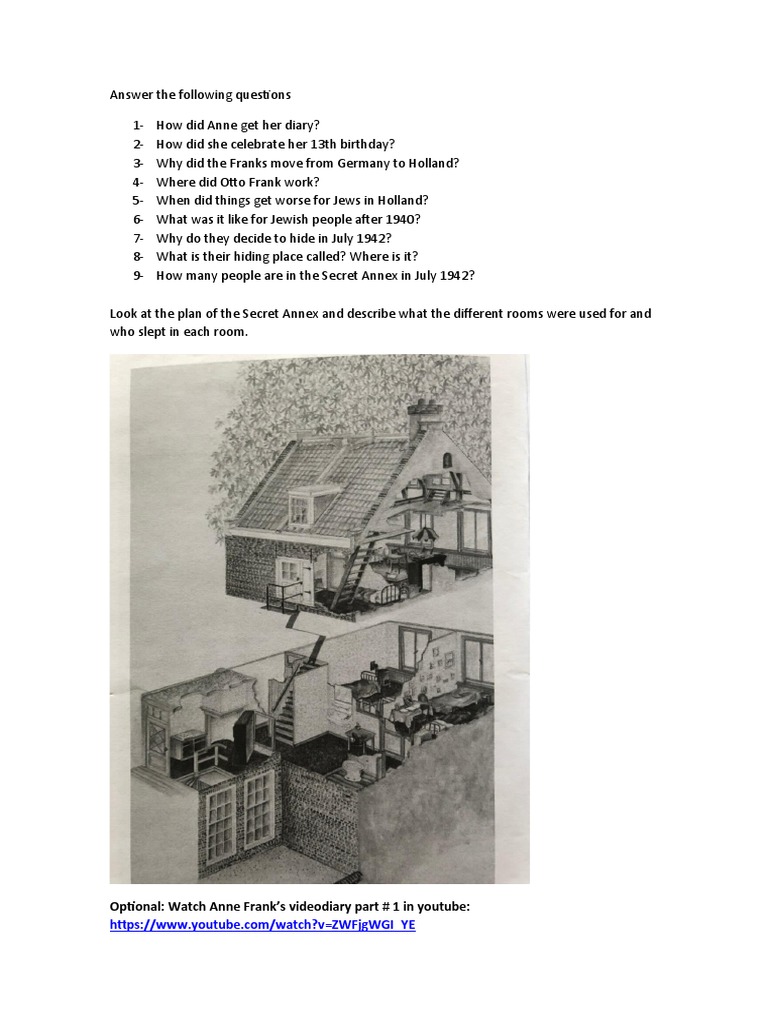 The Diary of Anne Frank Comprehension Activities | PDF | Anne Frank