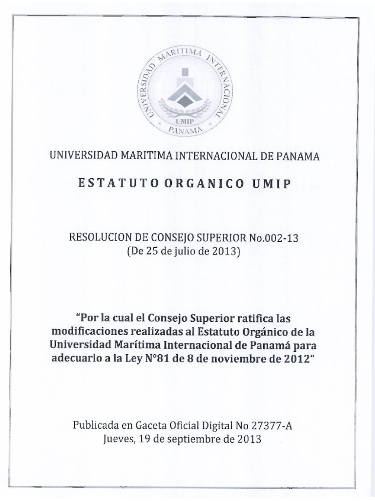 Estatuto Modificado de Acuerdo A La Ley 81 | PDF