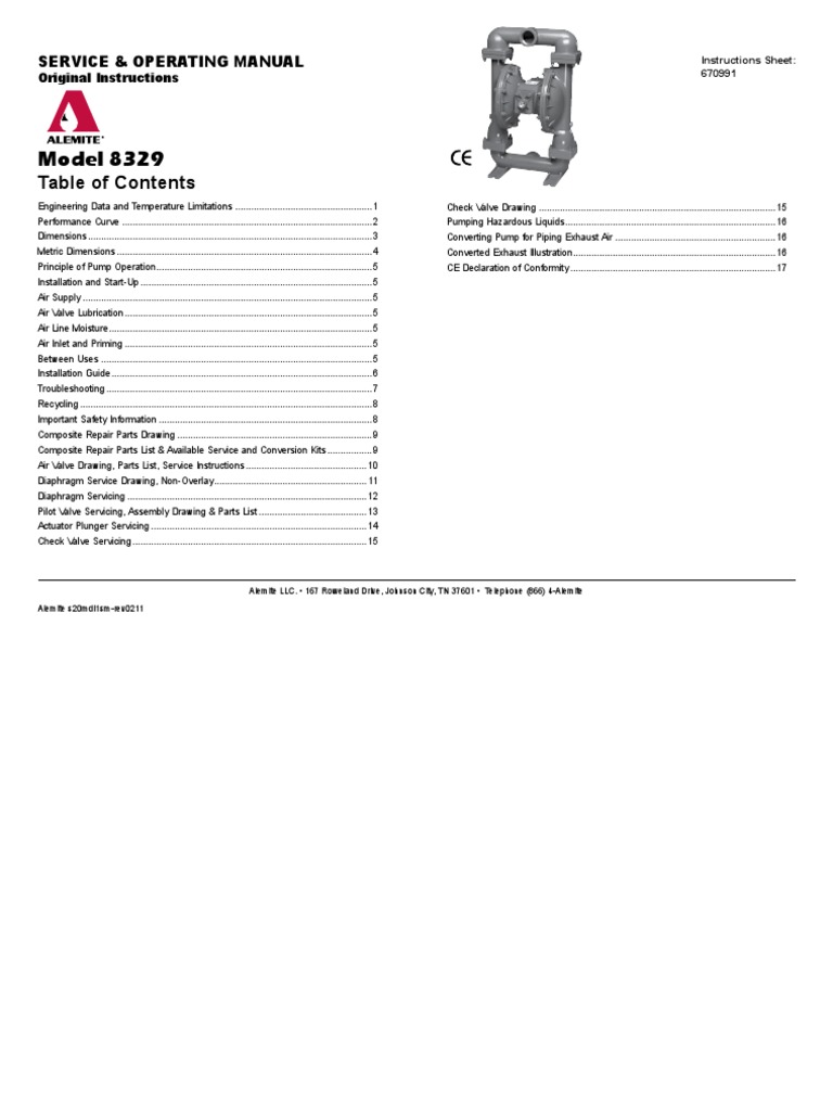 Alemite Model 8329 Pump Manual | PDF | Pump | Valve