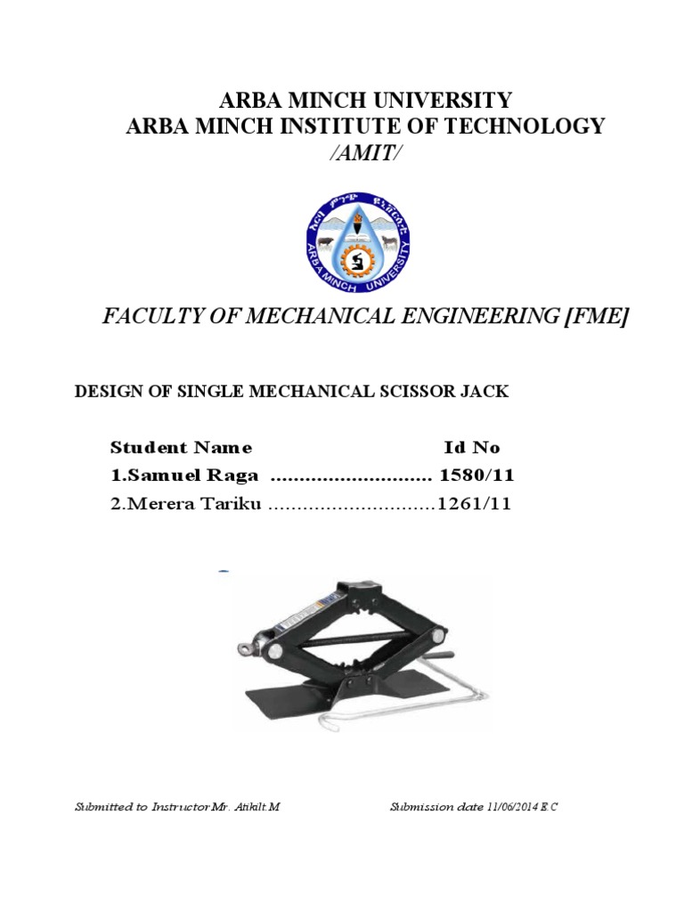 Design Project 2 Scissor Jack | PDF | Physical Sciences | Mechanical Engineering