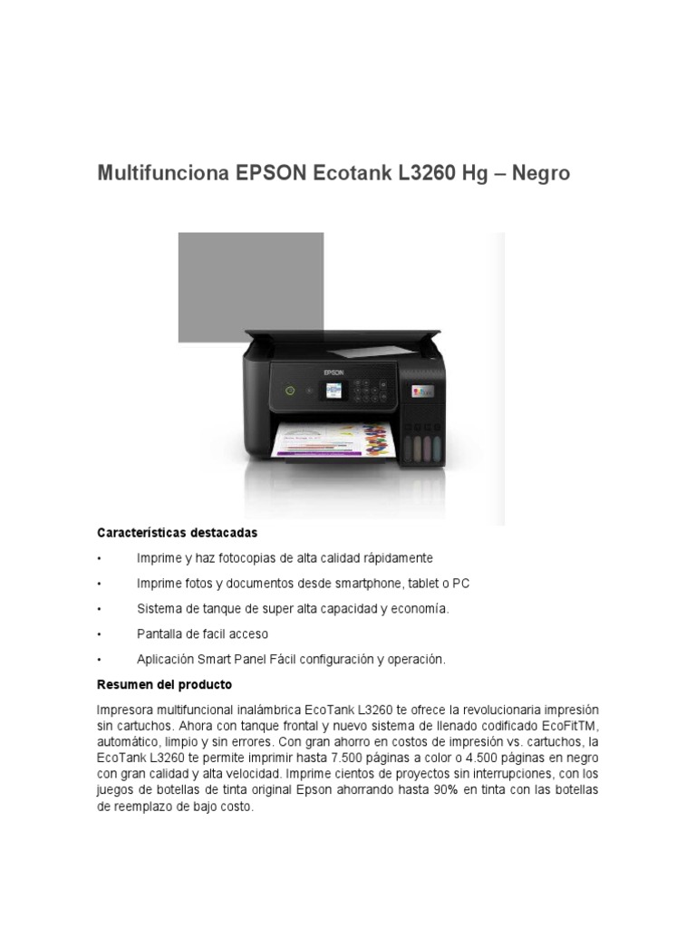 Multifunciona EPSON Ecotank L3260 HG | PDF