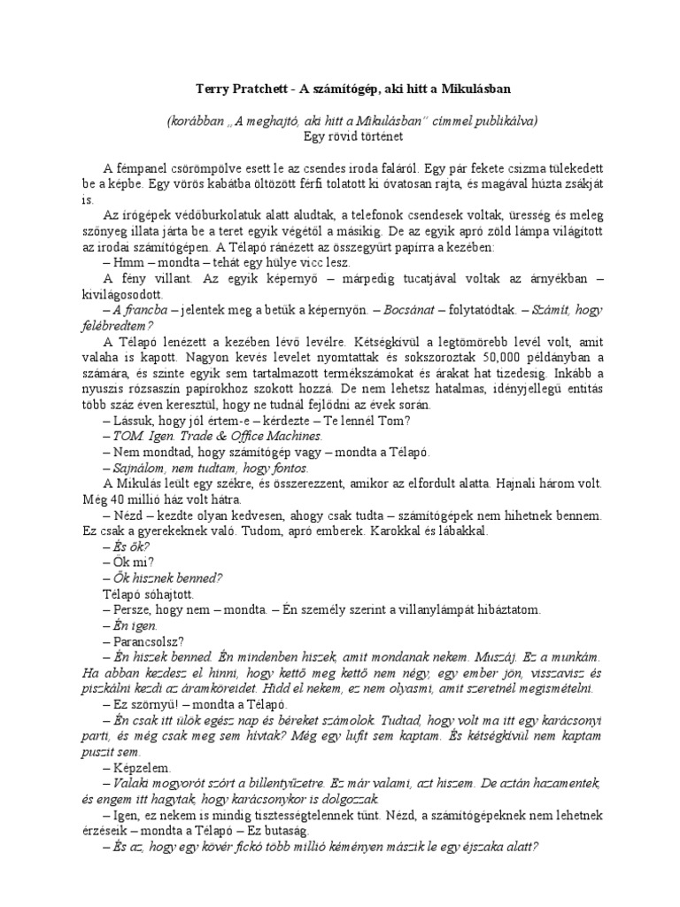 Pratchett Terry A Szamitogep Aki Hitt A Mikulasban Hu Doc Nncl3316 ...