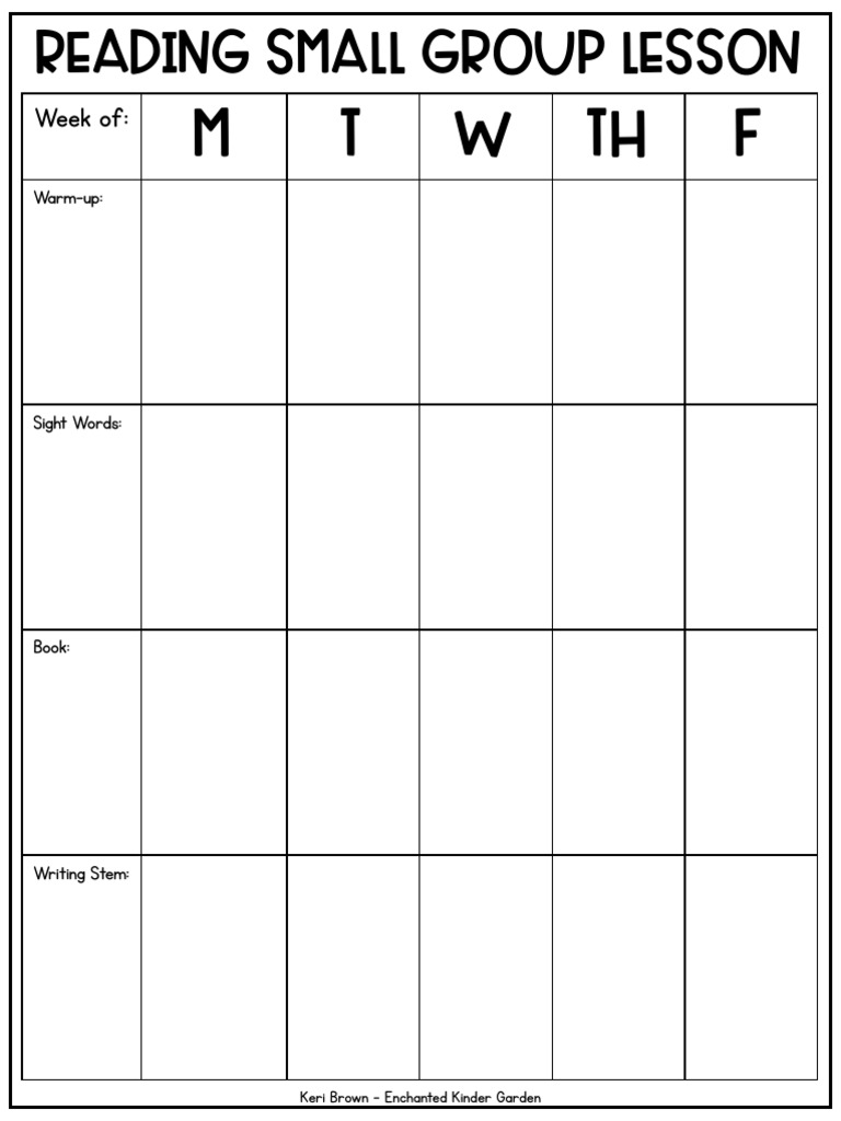 Reading Small Group Plan Templates | PDF